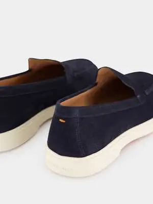 Santoni Suede Calf Leather Loafers - Blue