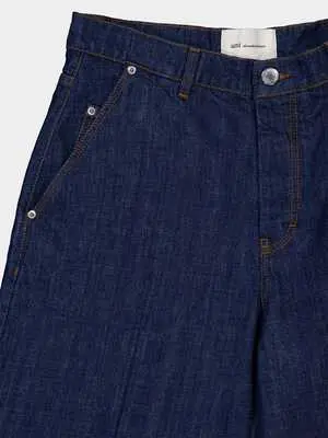 AMI Paris Loose Fit Denim Shorts - Blue