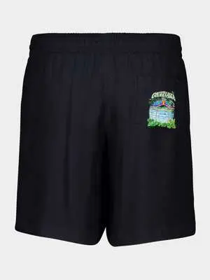 Casablanca Volcano Jacquard Silk Shorts - Multicolour