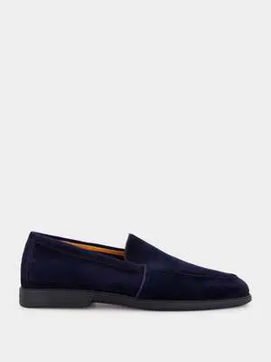 Santoni Suede Calf Leather Loafers