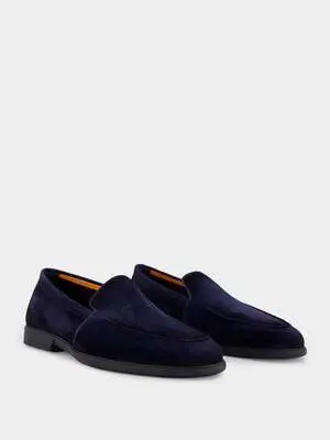 Santoni Suede Calf Leather Loafers
