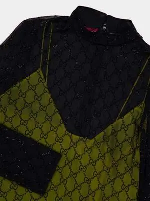 Gucci Embroidered Silk Georgette Dress - Green