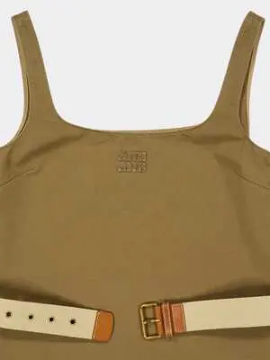Miu Miu Belted Cotton Mini Dress