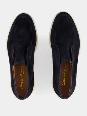 Santoni Desert Boots In Suede Calf Leather - Blue
