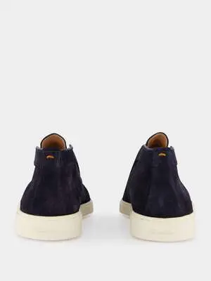Santoni Desert Boots In Suede Calf Leather - Blue