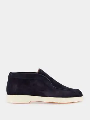 Santoni Desert Boots In Suede Calf Leather - Blue