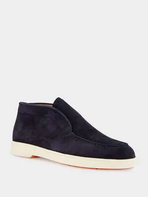 Santoni Desert Boots In Suede Calf Leather - Blue