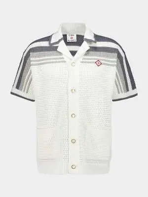 Casablanca White And Grey Tennis Crochet Shirt - Multicolour