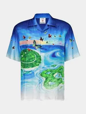 Casablanca Beyond Destiny Silk Short-sleeve Shirt - Blue