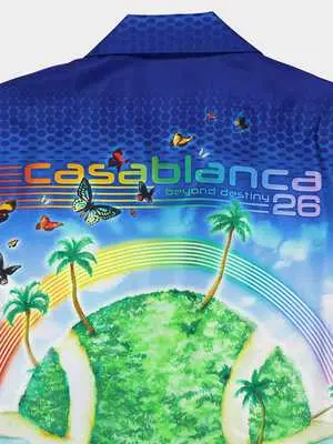 Casablanca Beyond Destiny Silk Short-sleeve Shirt - Blue