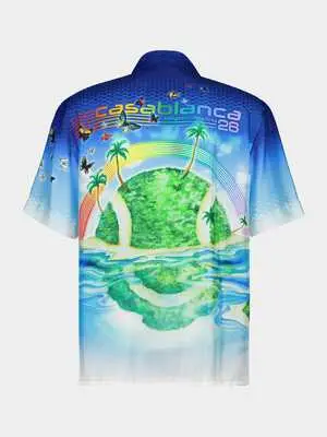 Casablanca Beyond Destiny Silk Short-sleeve Shirt - Blue