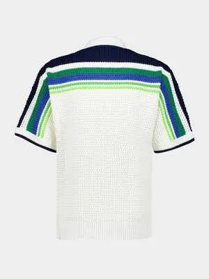 Casablanca White And Short Sleeve Stripe Knit Cotton Shirt