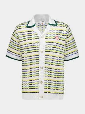 Casablanca Yellow And Green Tuck Stitch Cotton Button-up Shirt - Multicolour