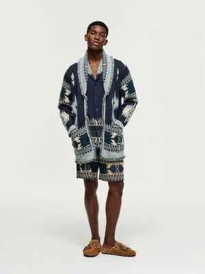 Alanui Arbour Icon Jacquard Cashmere Cardigan - Blue