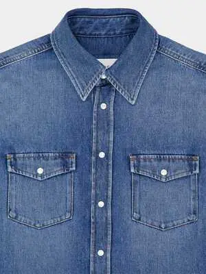 Givenchy Medium Shadow Denim Couture Seam Shirt - Blue