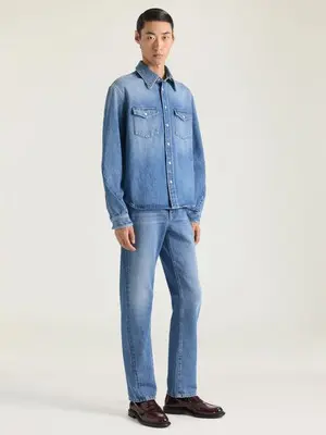 Givenchy Medium Shadow Denim Couture Seam Shirt - Blue