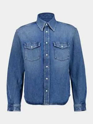 Givenchy Medium Shadow Denim Couture Seam Shirt - Blue