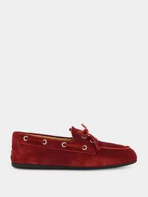 Miu Miu Calf Leather Moccasins With Laces - Red