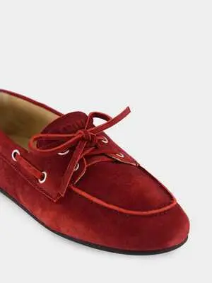 Miu Miu Calf Leather Moccasins With Laces - Red