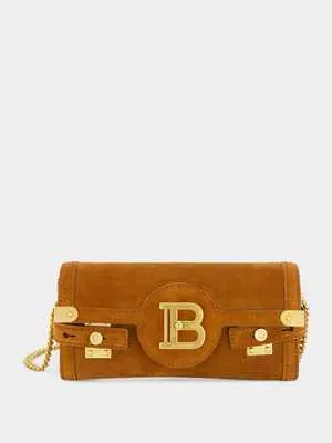 Balmain B-Buzz 23 Suede Pouch Brown
