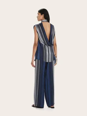 Zeus+dione Kymo Backless Jacquard Silk Top - Blue