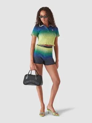 Casablanca Gradient Shirred Polo Shirt - Blue