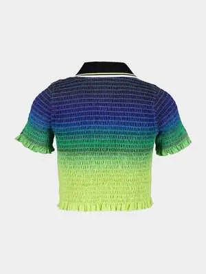 Casablanca Gradient Shirred Polo Shirt - Blue