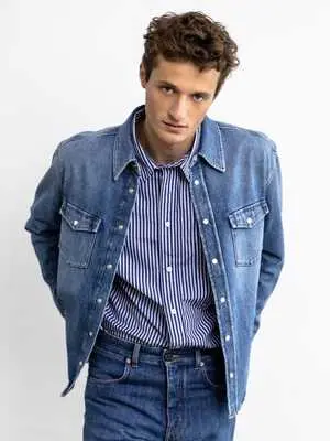 Balenciaga Striped Oversized Cotton Shirt - Blue
