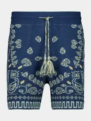 Alanui Cotton Piquet Bandana Bermuda Shorts - Blue