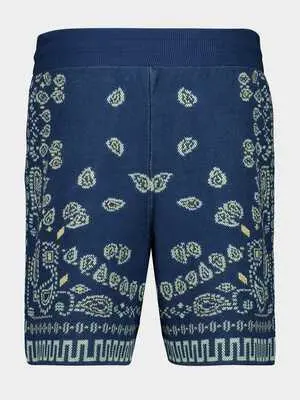 Alanui Cotton Piquet Bandana Bermuda Shorts - Blue
