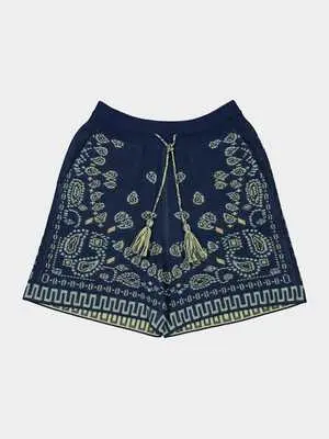 Alanui Cotton Piquet Bandana Bermuda Shorts - Blue