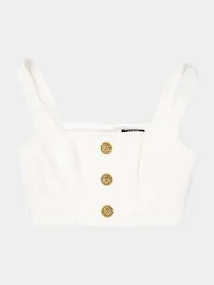 Balmain Strappy Bralette Top With Gold Buttons