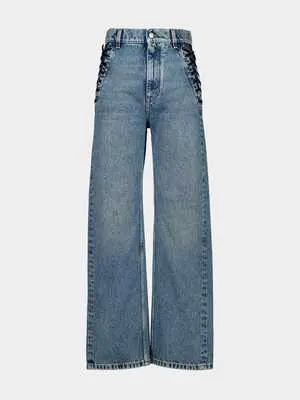 Stella McCartney Straight-leg Laced Denim Trousers - Blue