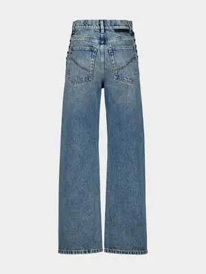 Stella McCartney Straight-leg Laced Denim Trousers - Blue