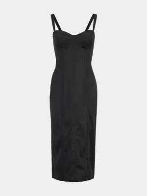 Dolce & Gabbana Satin Corset Calf-length Dress - Black