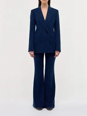 Gabriela Hearst Speckled Cashmere Flare Pants - Blue