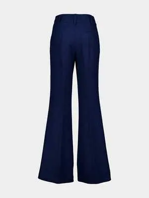 Gabriela Hearst Speckled Cashmere Flare Pants - Blue