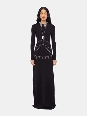 Rabanne Jeweled Backless Knit Gown - Black