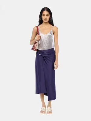Rabanne Piercing Detail Midi Skirt - Blue