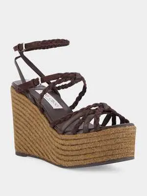 JIMMY CHOO Nyra 100 Wedge Sandals - Brown