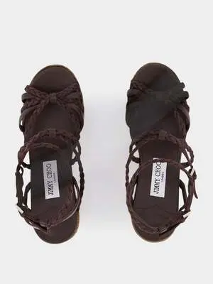 JIMMY CHOO Nyra 100 Wedge Sandals - Brown