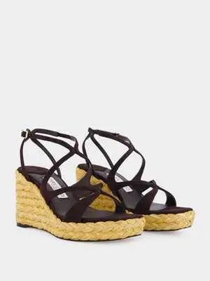 JIMMY CHOO Ayla 85 Suede Wedge Sandals