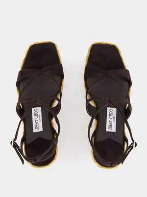 JIMMY CHOO Ayla 85 Suede Wedge Sandals