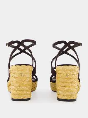 JIMMY CHOO Ayla 85 Suede Wedge Sandals