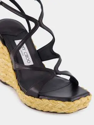 JIMMY CHOO Ayla 110 Leather Wedge Sandals