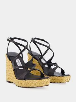 JIMMY CHOO Ayla 110 Leather Wedge Sandals
