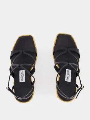 JIMMY CHOO Ayla 110 Leather Wedge Sandals