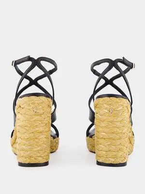 JIMMY CHOO Ayla 110 Leather Wedge Sandals