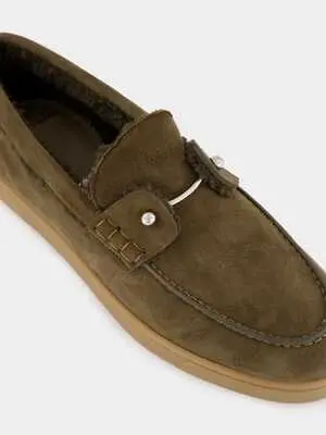 CHRISTIAN LOUBOUTIN Bronzo Chambeliboat Shearling Boat Shoes