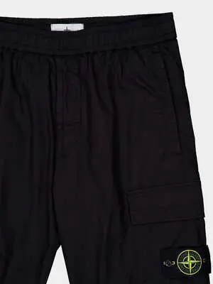 Stone Island Stretch Cotton Cargo Trousers - Black